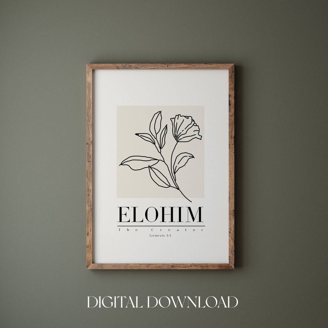 Jehovah Elohim Printable Wall Art, Genesis 1:1, Hebrew Name Of God ...