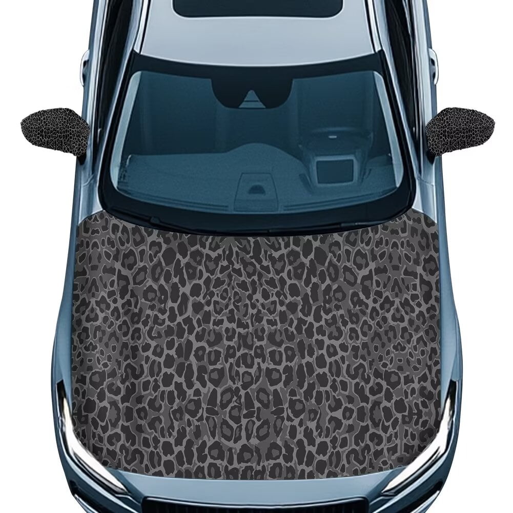 Jeiento 3PCS Car Hood Cover Set with Side View Mirror Cover Leopard Print Car Hood Protector ...