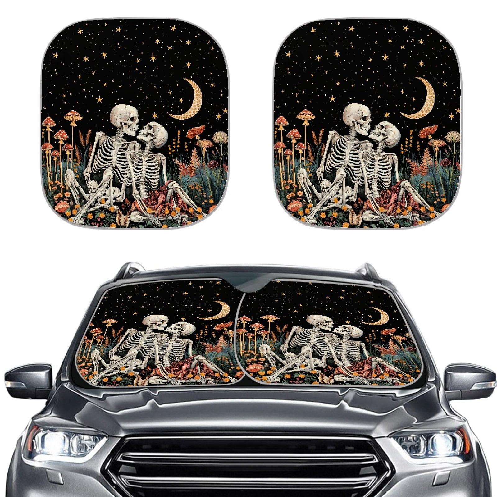 Jeiento Aesthetic Mushroom Car Sun Shade Windshield Skull Automotive ...