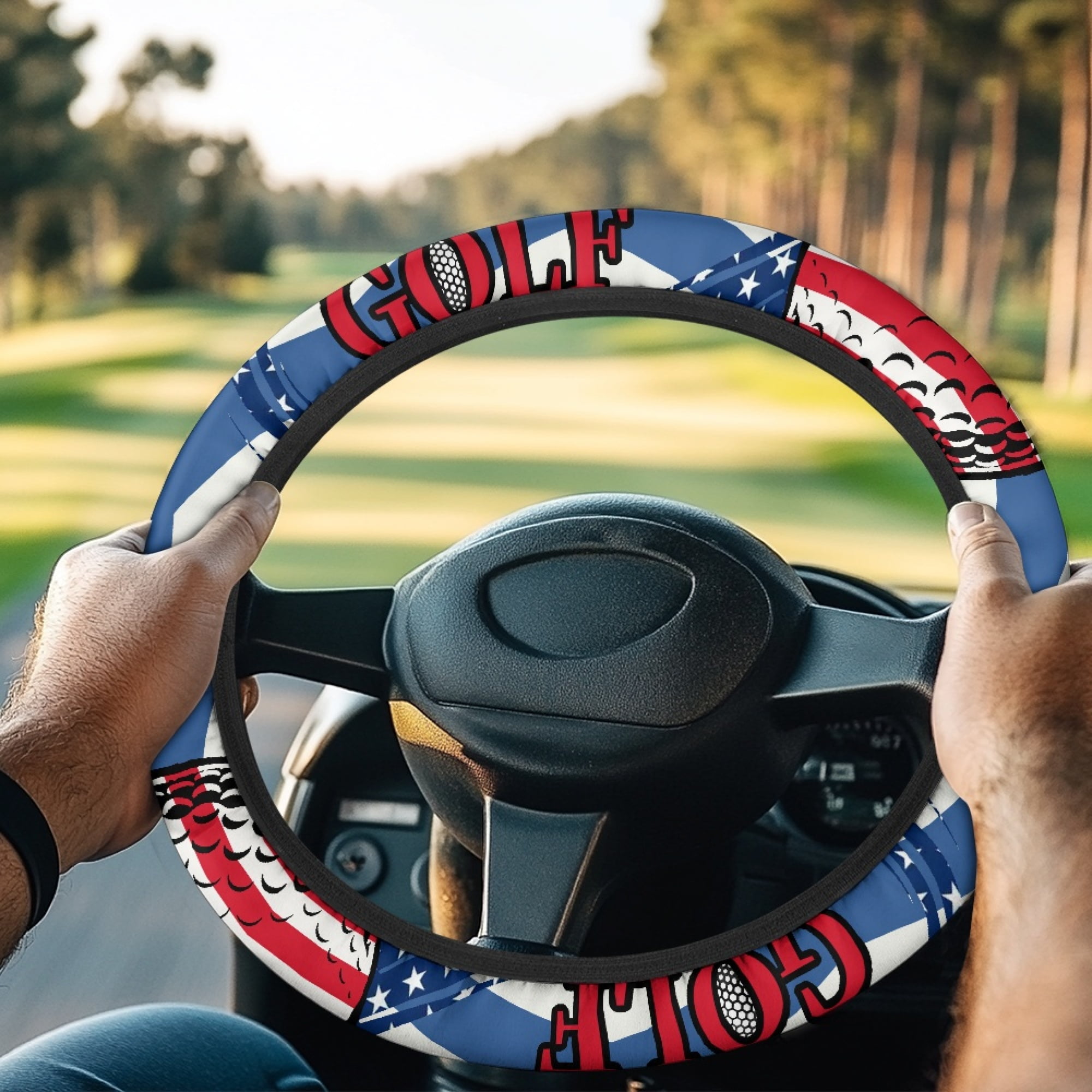 Jeiento American Flag Golf Cart Steering Wheel Cover for Club Car Anti ...