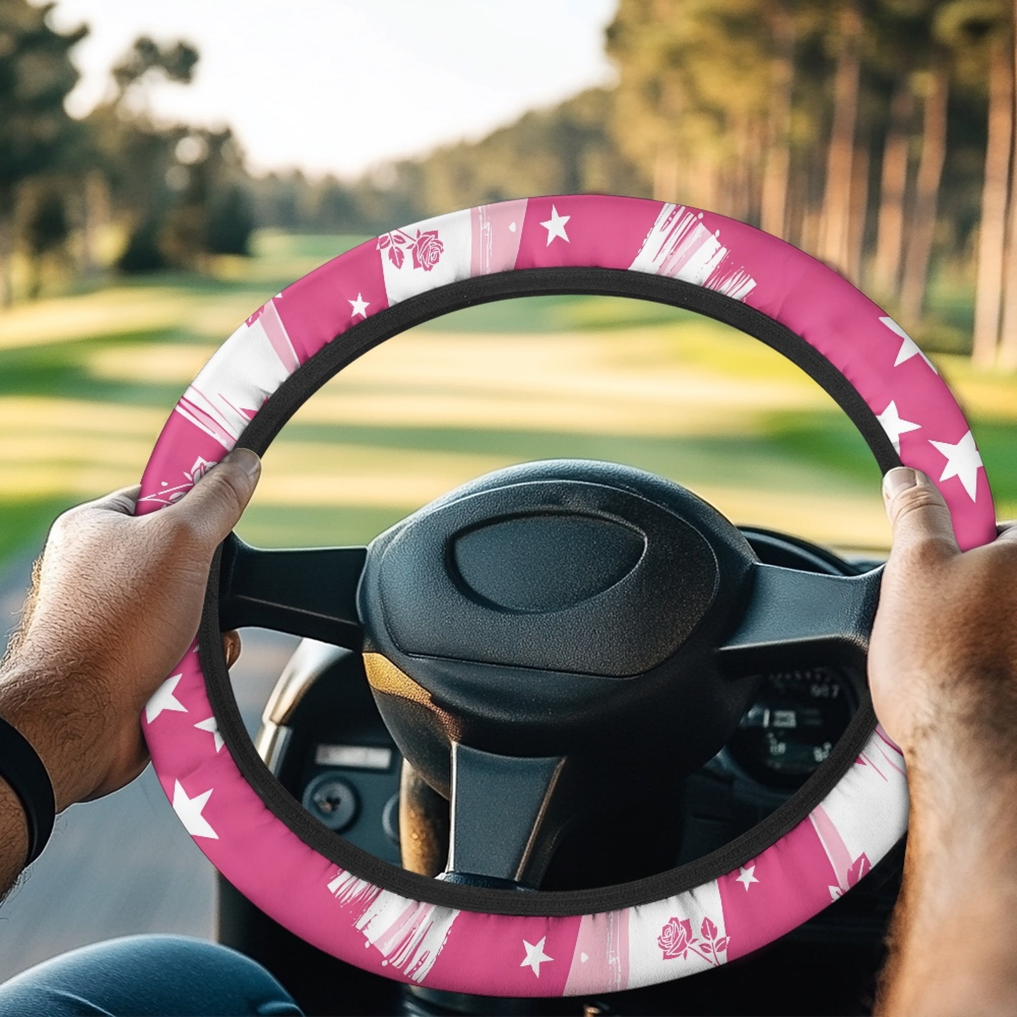 Jeiento American Flag Golf Cart Steering Wheel Pink Golf Cart Steering ...