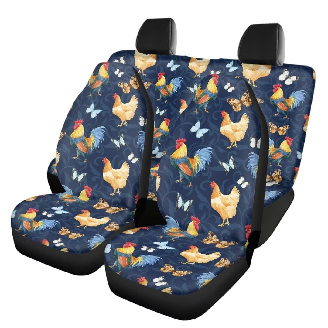Jeiento Automotive Universal Seat Covers 4pcs Set Farm Rooster ...