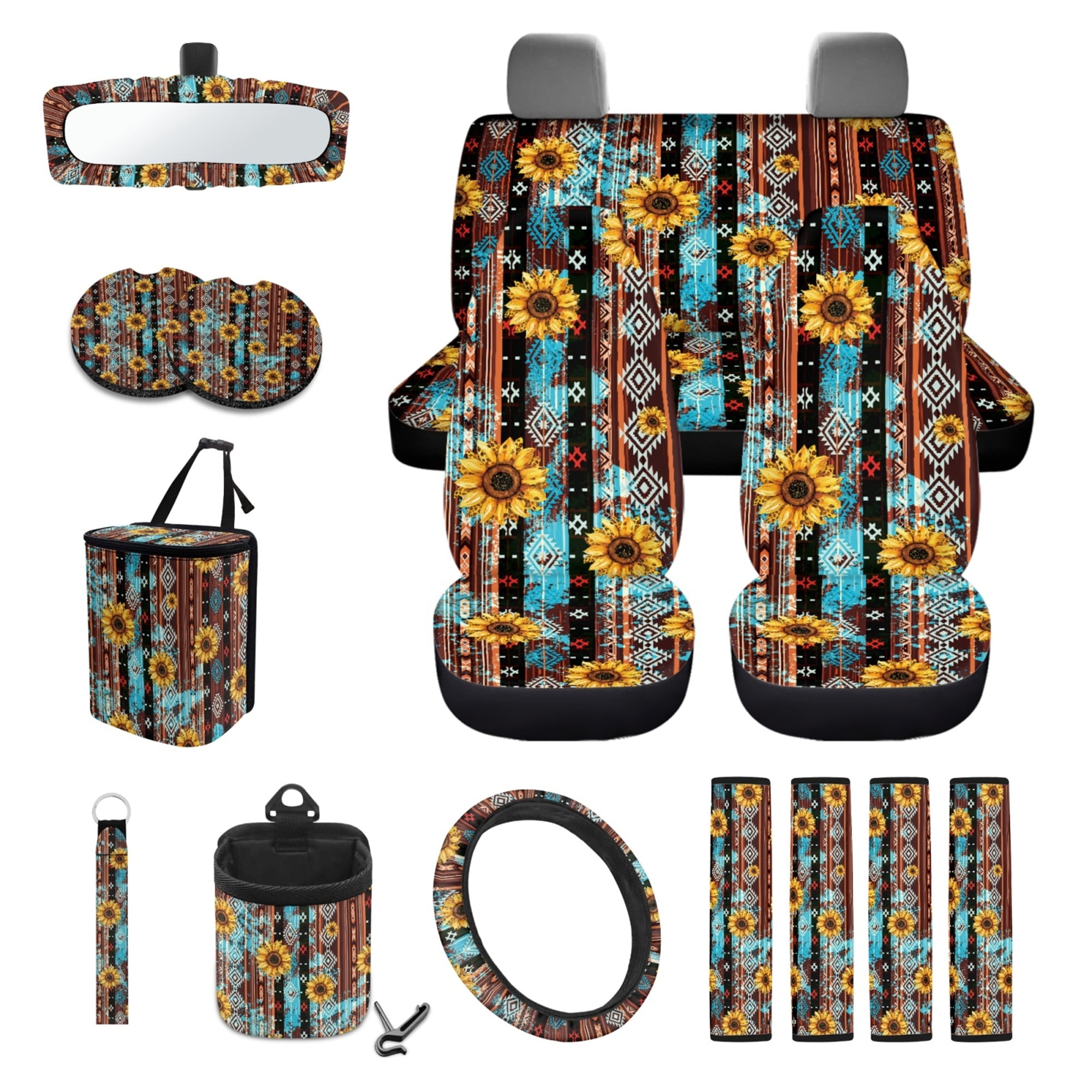 Jeiento Aztec Ethnic Sunflower Car Seat Covers Full Set with Car ...