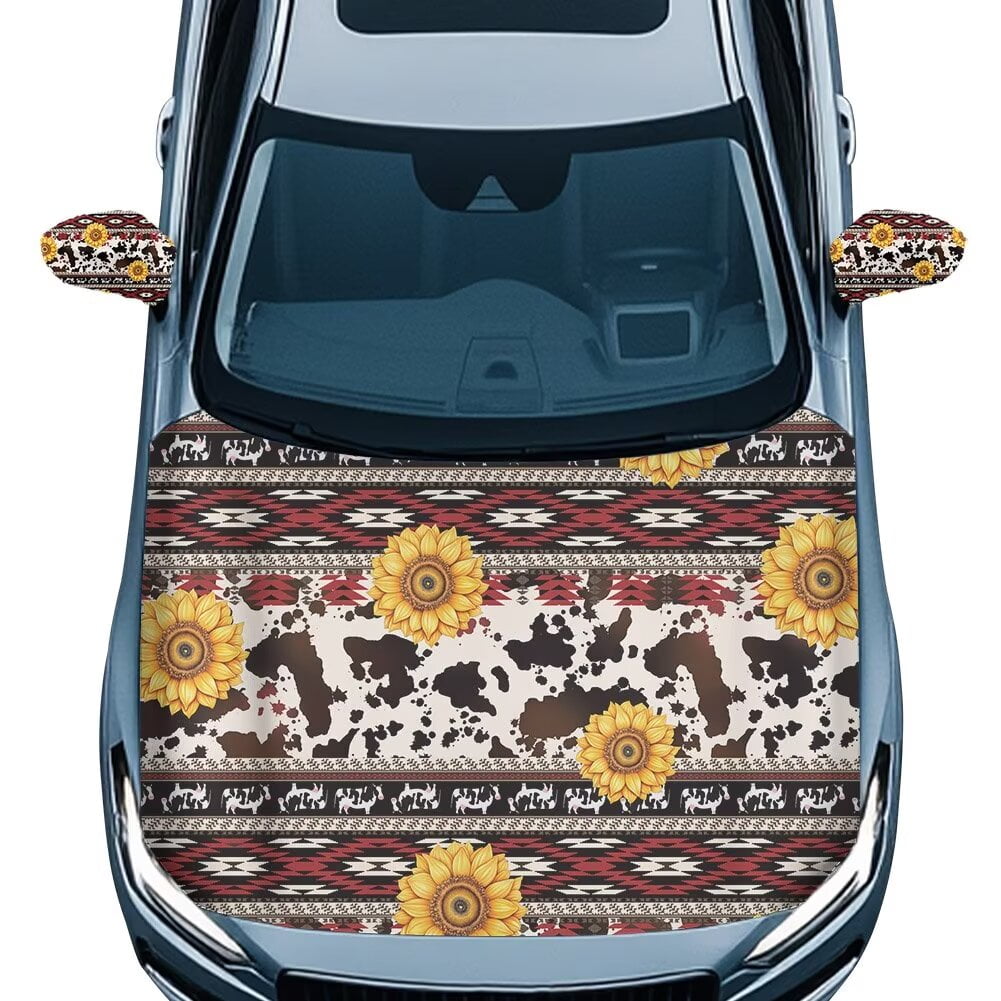 Jeiento Aztec Pattern Car Hood Cover Pack with Mirror Covers Dustproof ...