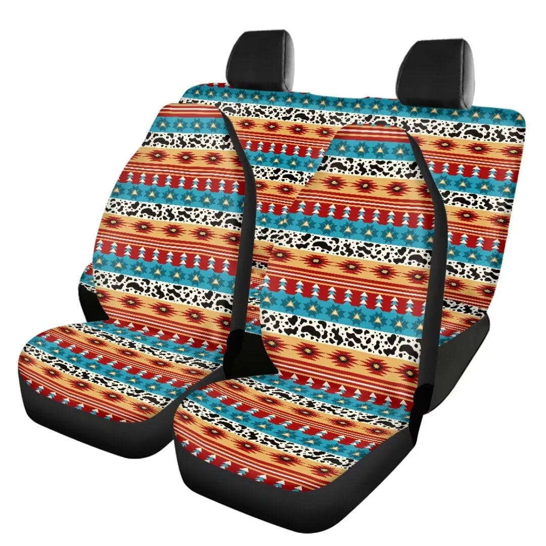 Jeiento Black Cow Spots Saddle Blanket Car Seat Covers Full Set of 4 ...