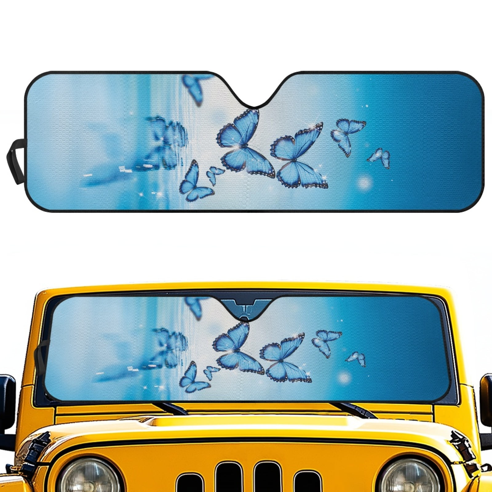Jeiento Blue Butterfly Windshield Sunshade Sun Shade Heat Shield Car ...