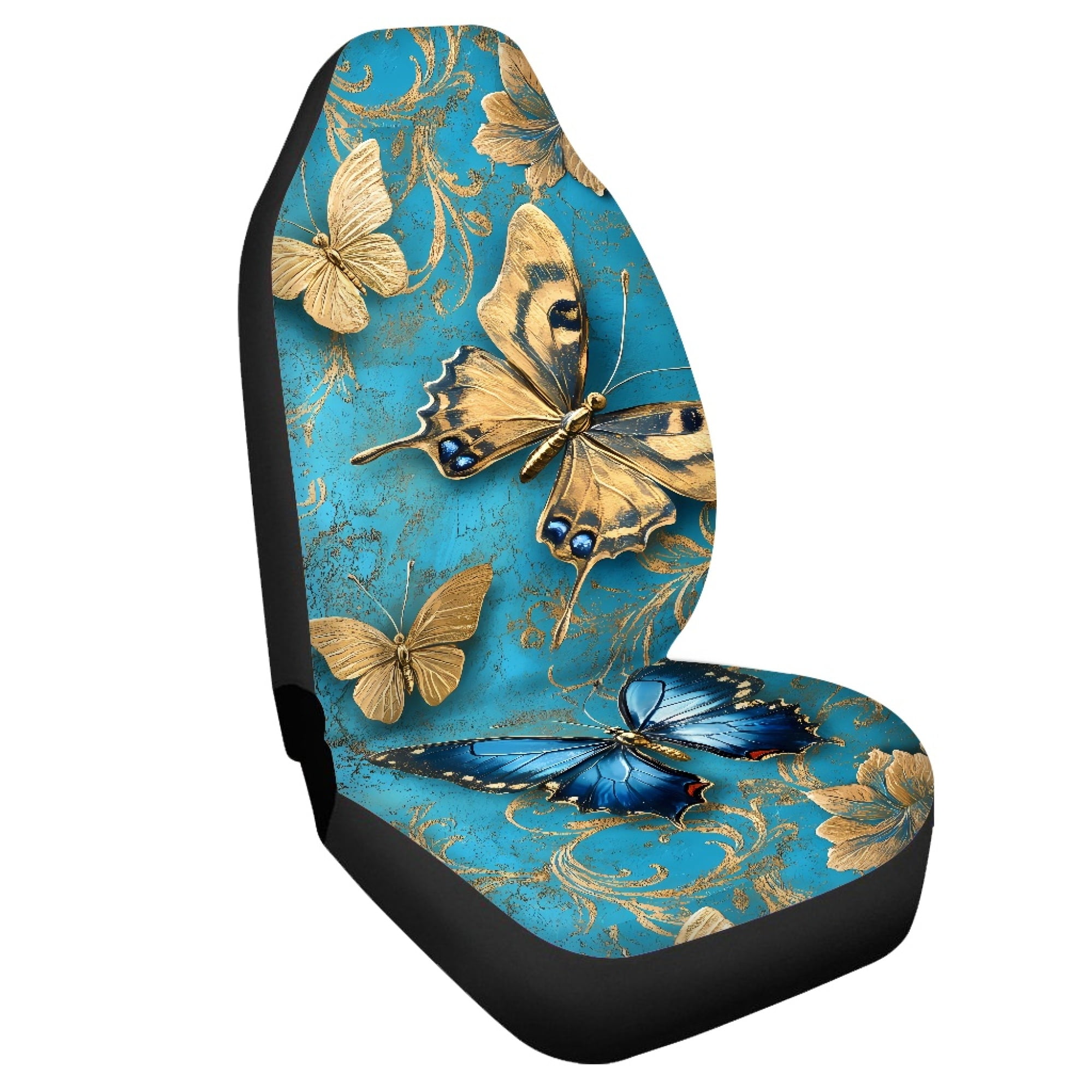 Jeiento Butterfly Car Seat Covers Front Seats Protector Blue Elastic ...