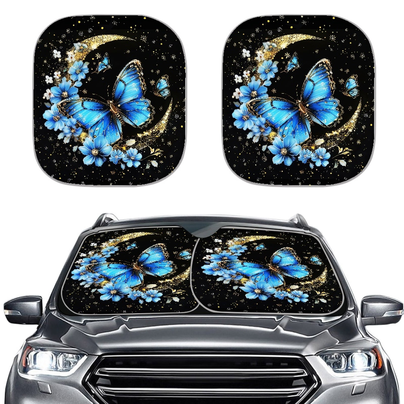 Jeiento Butterfly Car Windshield Sun Shade Foldable Car Front Window ...