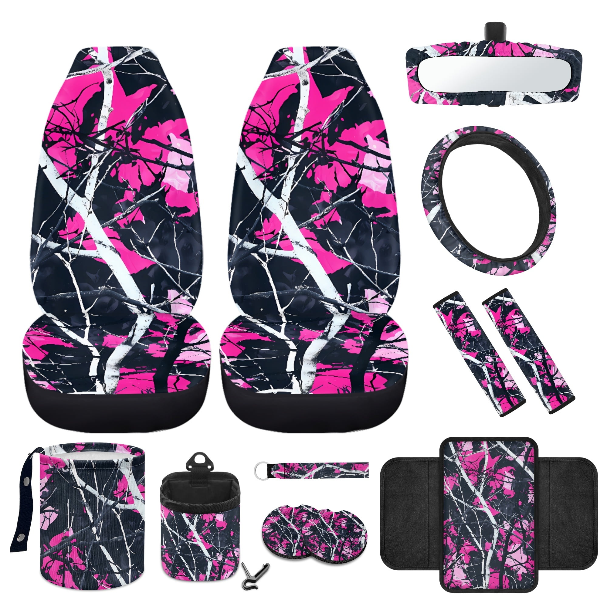 Jeiento Camo Hunting Front Car Seat Cover Full Set 12 PCS with Steering ...