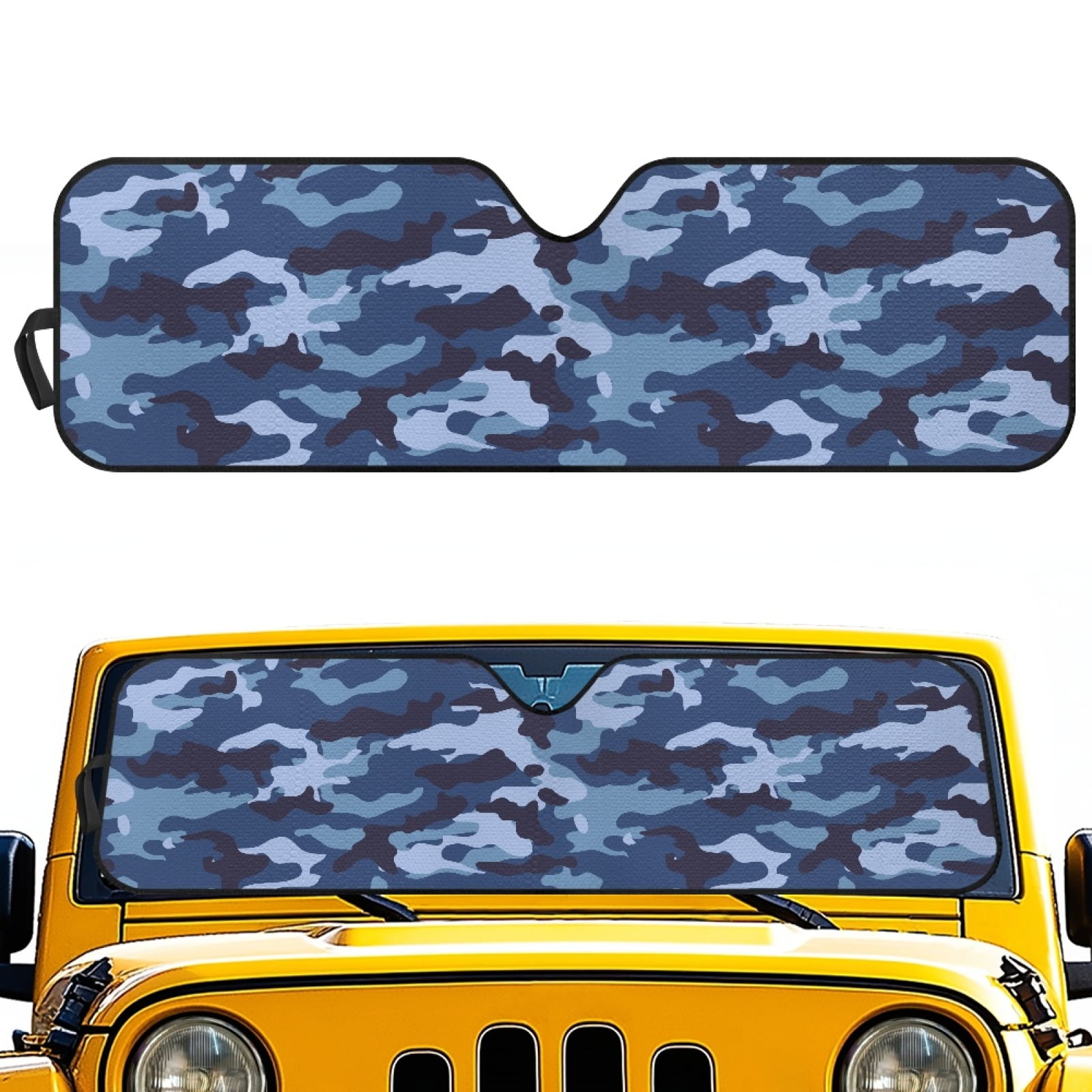Jeiento Camouflage Blue Windshield Sun Shade Compatible with Jeep ...