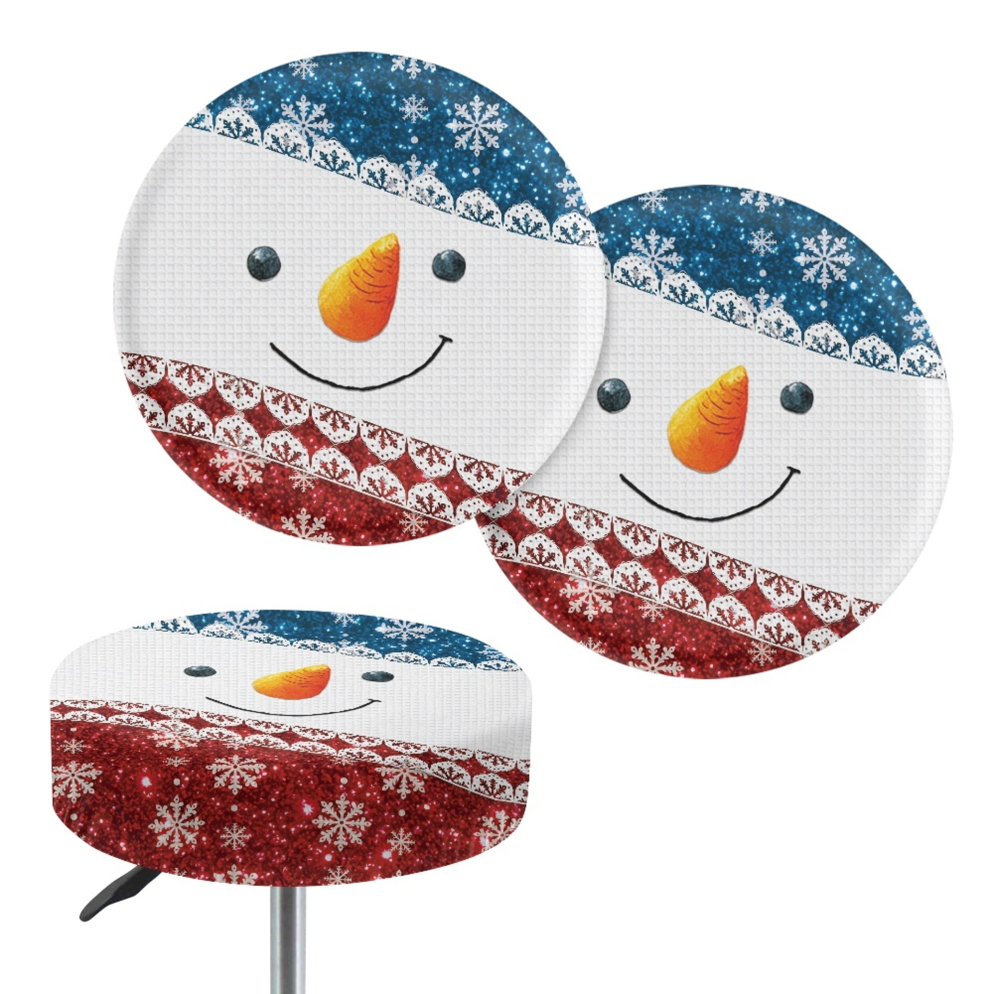 Jeiento Christmas Circle Chair Covers Set of 2 Cute Snowman Elastic ...