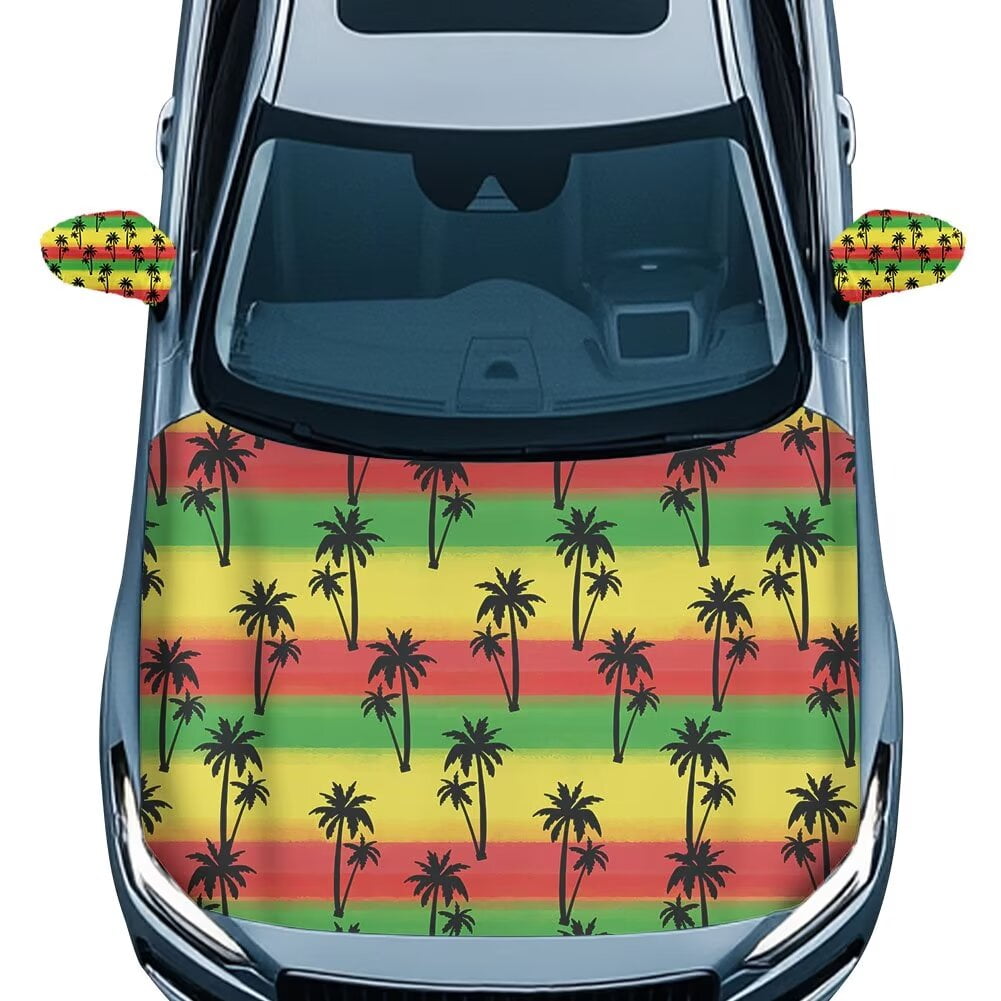 Jeiento Coconut Tree Car Hood Cover Pack with Mirror Covers 3 Pcs Combo ...