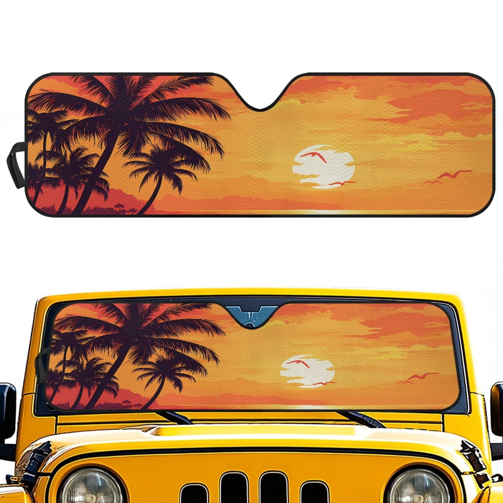 Jeiento Coconut Tree Windshield Sun Shade for 2018-2024 Jeep Wrangler ...