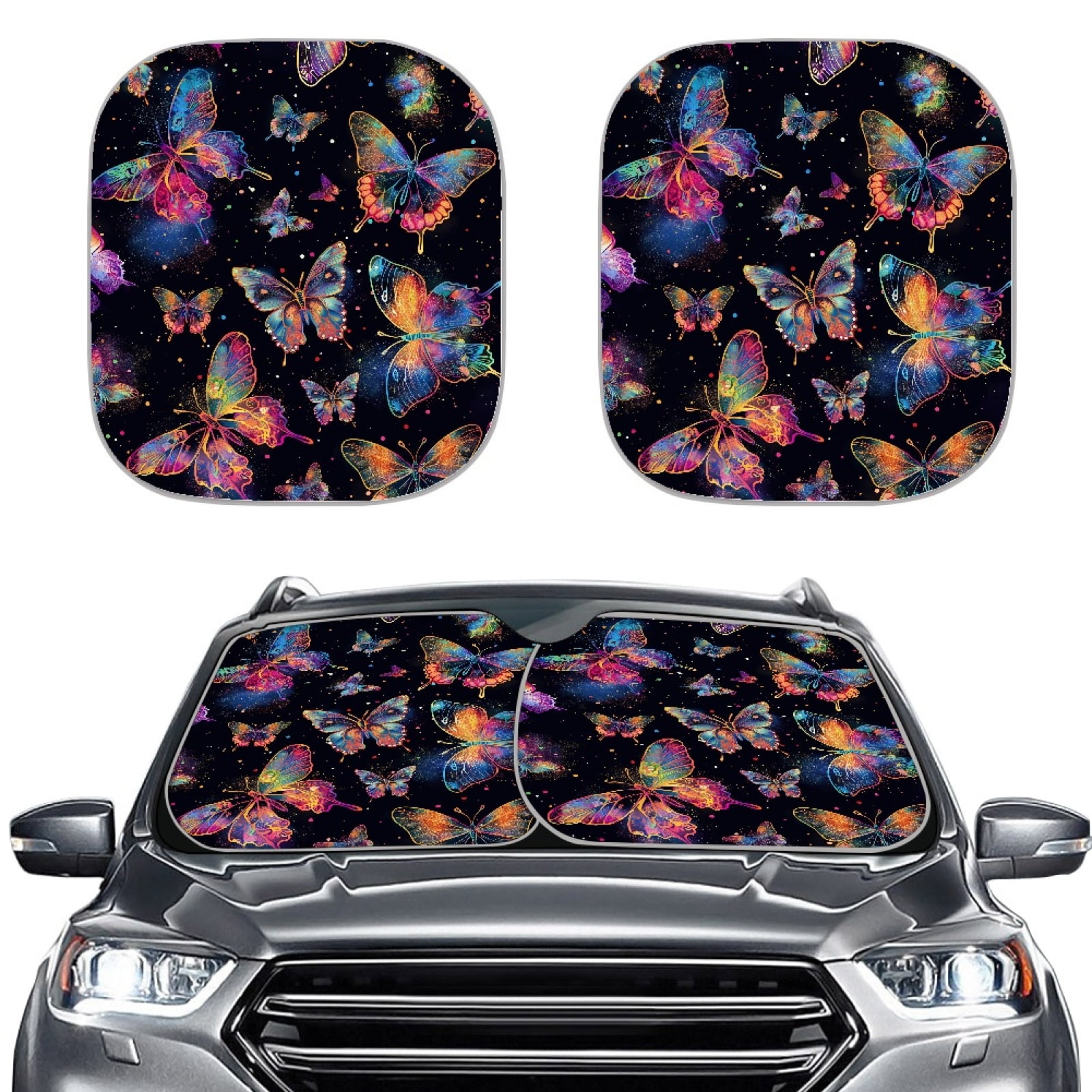 Jeiento Colorful Butterfly Sun Visor for Car Windshield Sun Shield for ...