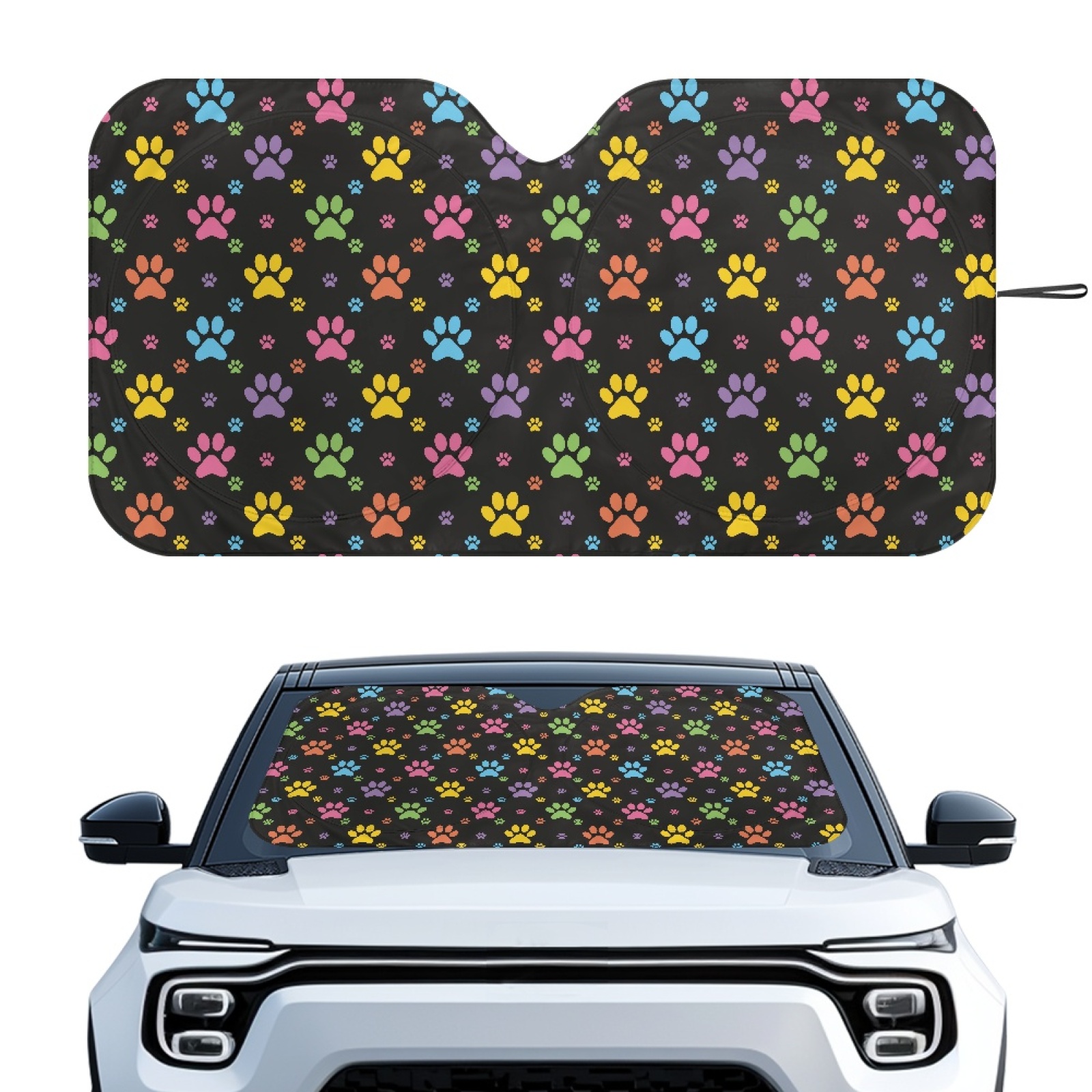 Jeiento Colorful Dog Paw Car Front Windshield Sun Shade Auto Sun Shades ...