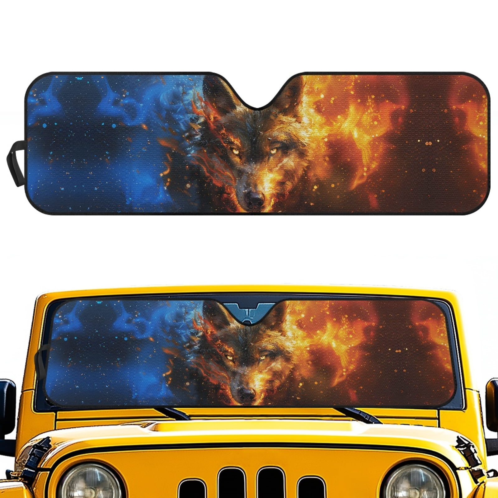 Jeiento Cool Wolf Windshield Shade for 2018-2024 2025 Jeep Wrangler JL ...