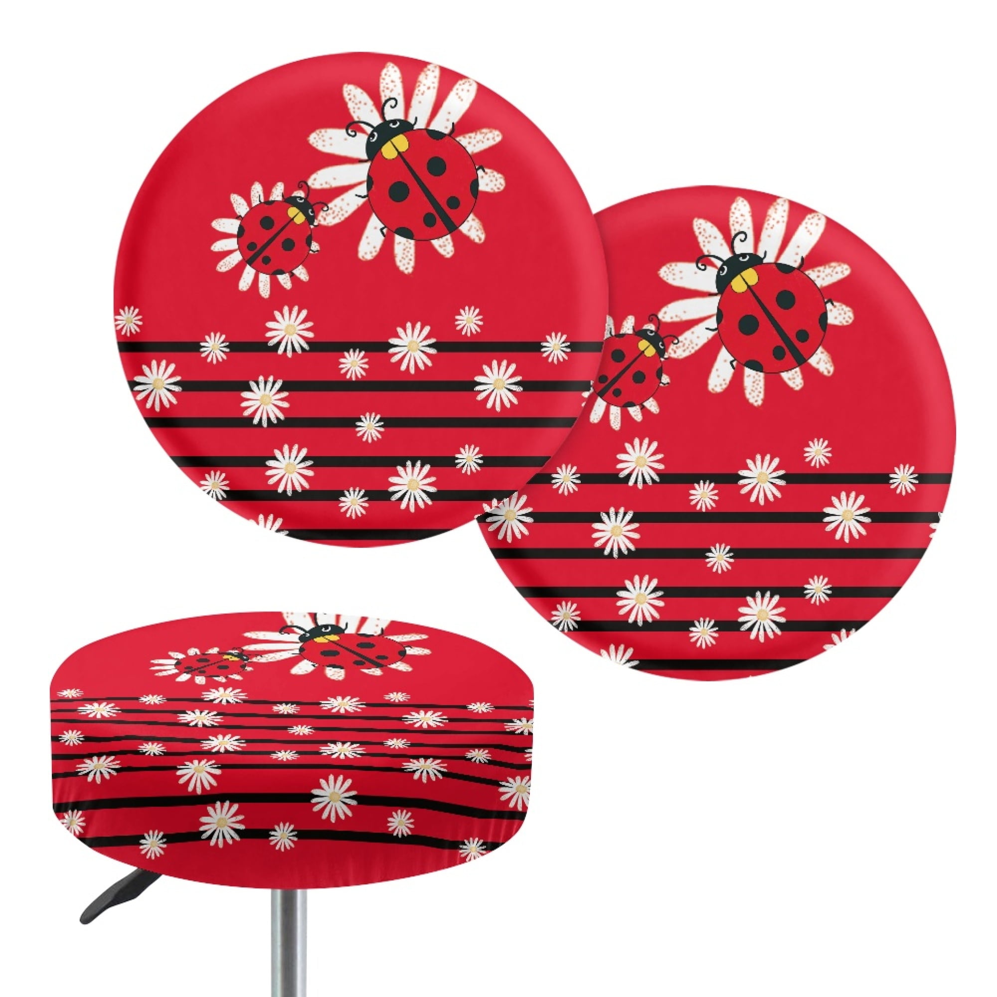Jeiento Cute Ladybug Stool Cover Bar Round Flower Stretch Soft Round ...