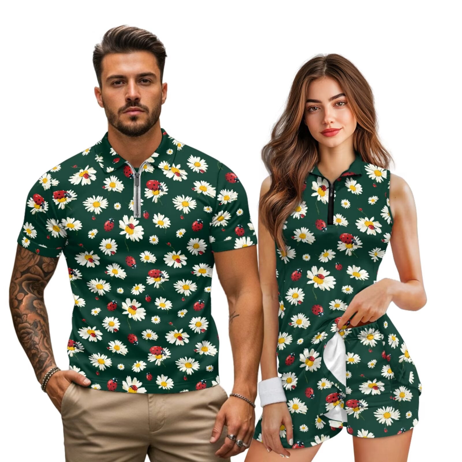 Jeiento Daisy Ladybug Matching Couple Golf Outfits Men's Quick Dry ...