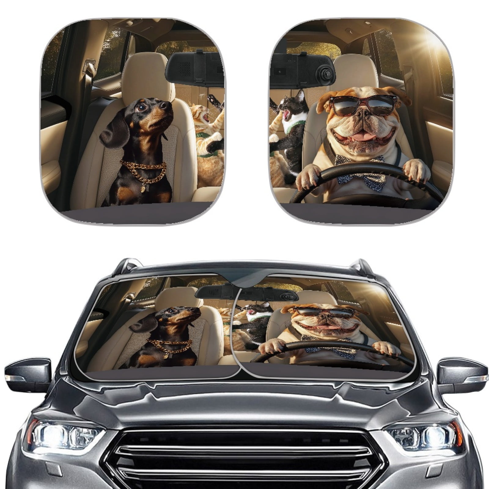 Jeiento Dog Car Sun Shade Windshield Truck Windshield Sun Shade 2 PCS ...