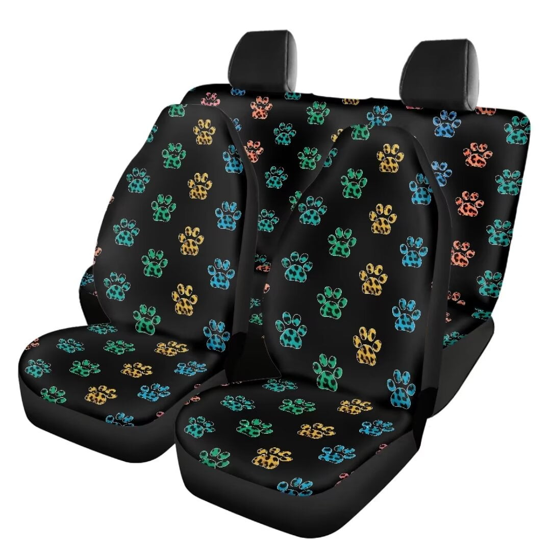 Jeiento Dog Paw Print Car Seat Covers Full Set Non Slip Front Seat ...