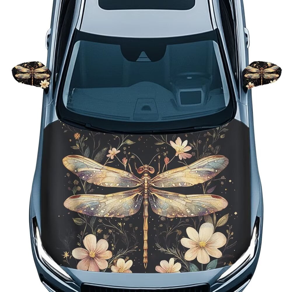 Jeiento Dragonfly Car Hood Cover Set with Mirror Covers Easy to Clean ...