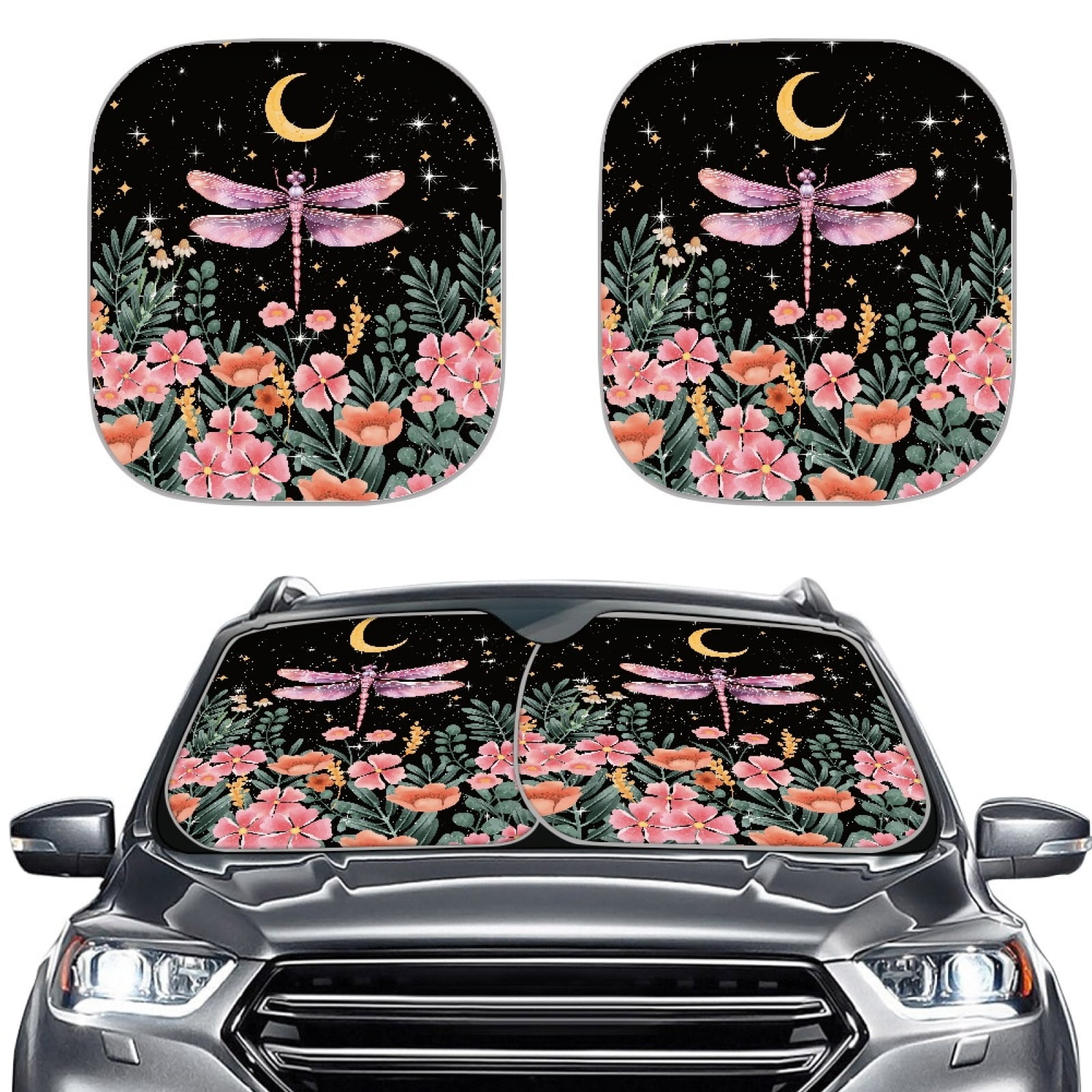 Jeiento Dragonfly Car Sunshades for Windshield 2 Packs Front Window ...