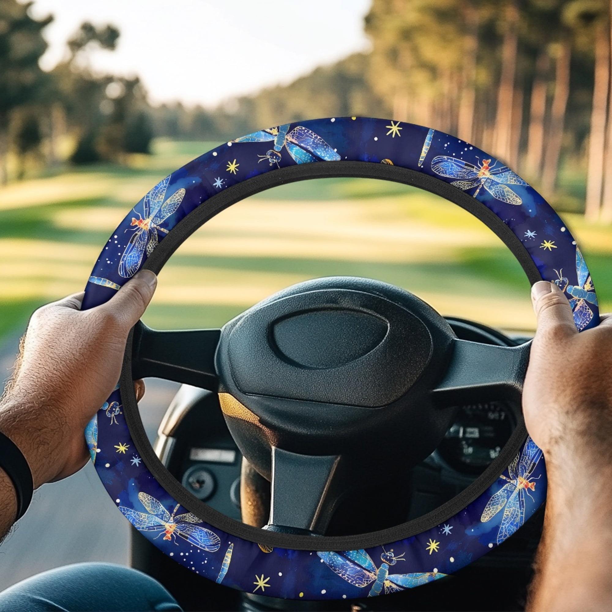 Jeiento Dragonfly Golf Cart Steering Wheel Cover Absorbing Sweat Golf ...