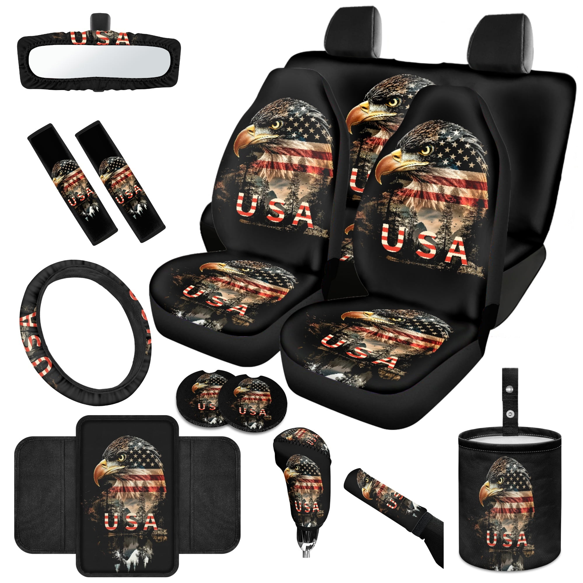 Jeiento Eagle Car Accessories Set 14 Pcs Car Seat Cover Car Trash Can ...