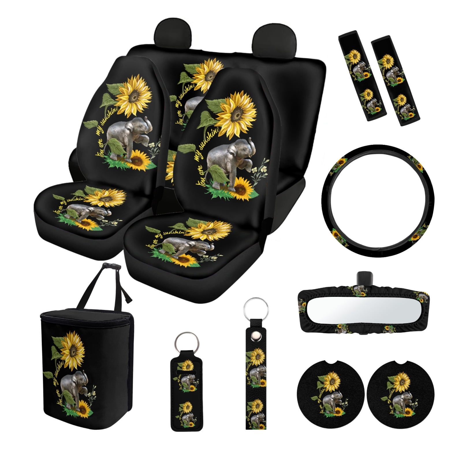 Jeiento Elephant Auto Seat Covers Full Set of 13 with Car Steering ...