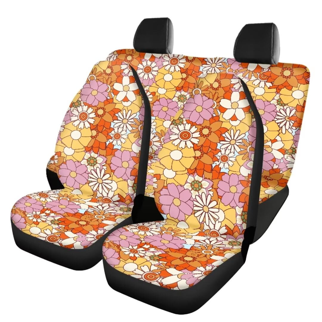 Jeiento Fall Floral Flowers Universal Seat Covers for Cars Dirty-Proof ...