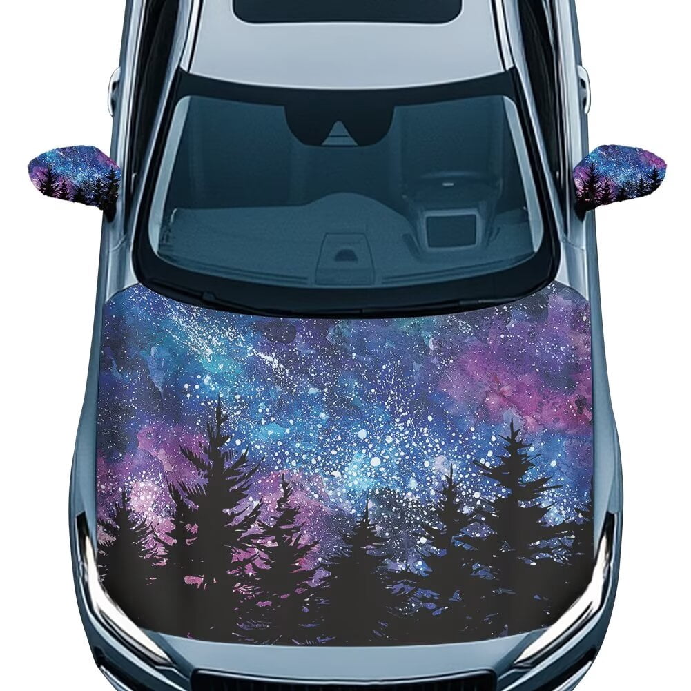 Jeiento Forest Night Sky Car Hood Cover Pack with Mirror Covers Smooth ...