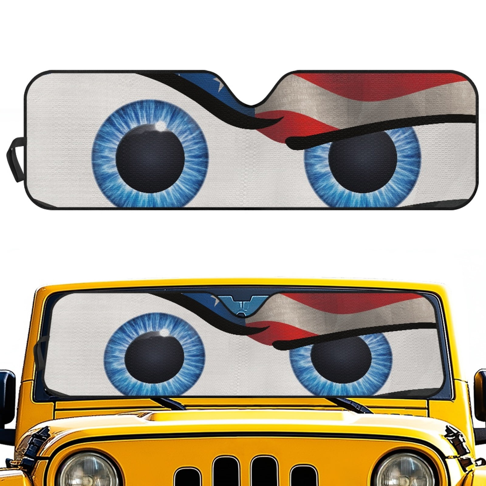 Jeiento Funny Eyes Foldable Windshield Sun Shade Compatible with Jeep ...