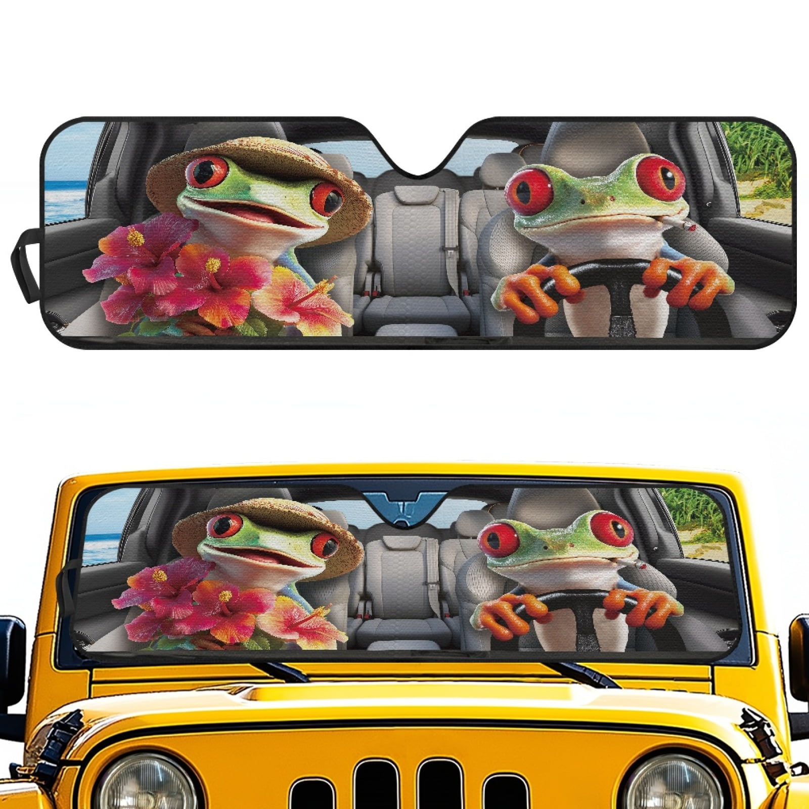 Jeiento Funny Frog Front Windshield Sunshade Fit for Jeep Wrangler JL ...