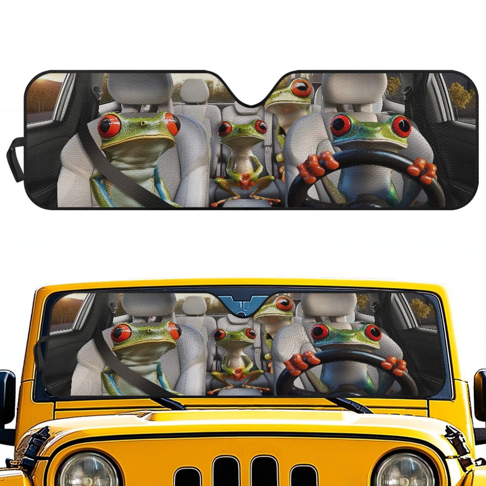 Jeiento Funny Frogs Front Windshield Sunshade Fit for Jeep Wrangler JL ...