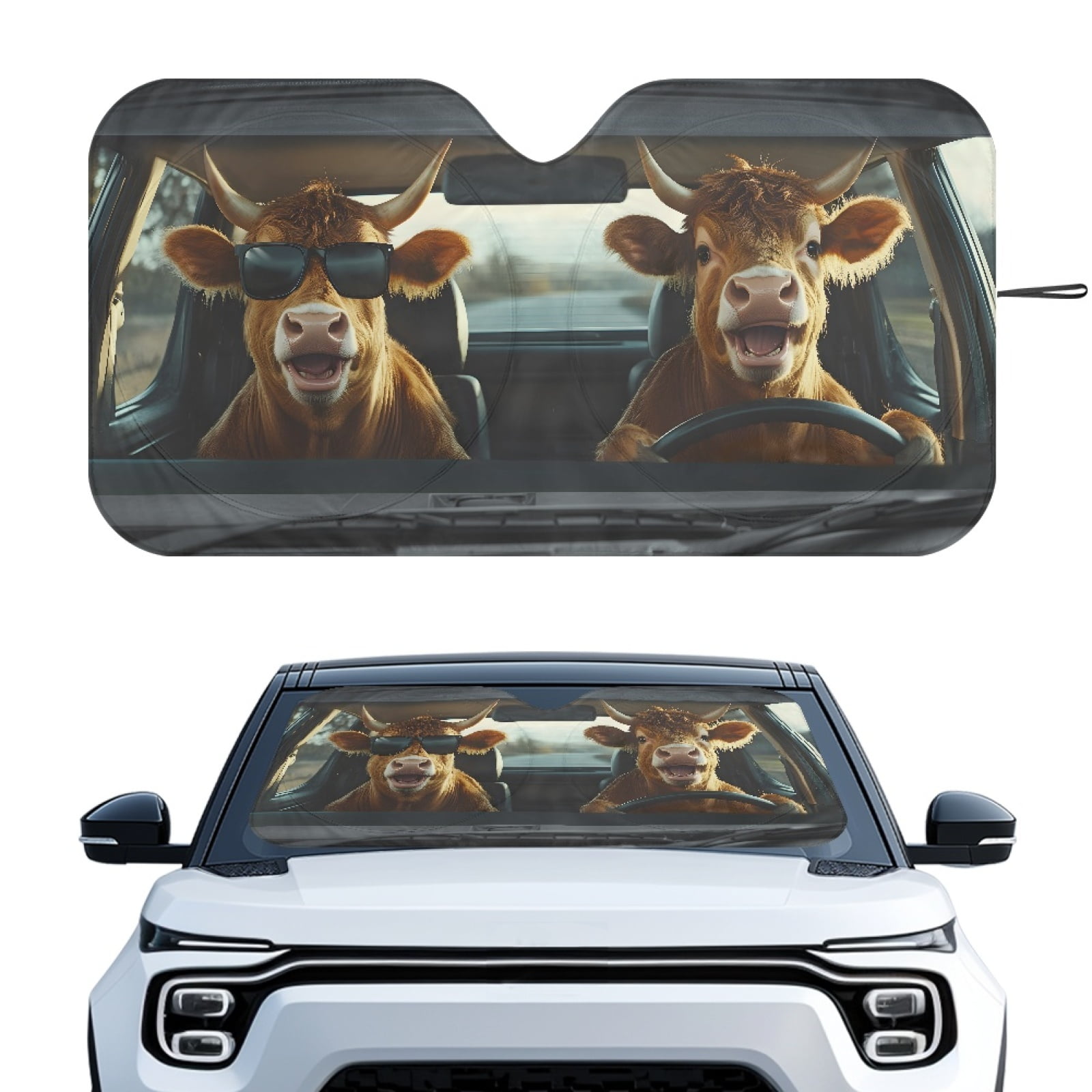Jeiento Funny Highland Cow Sun Shade for Car Windshield Foldable ...