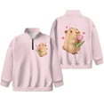 Jeiento Girl's Pink Athletic Hoodie Sweatshirt Cartoon Capybara Half ...