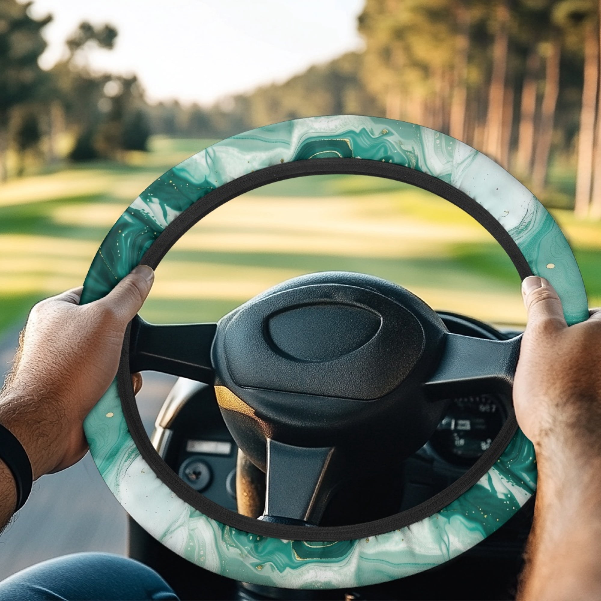 Jeiento Green Marble Print Golf Cart Steering Wheel Cover for Club Car ...