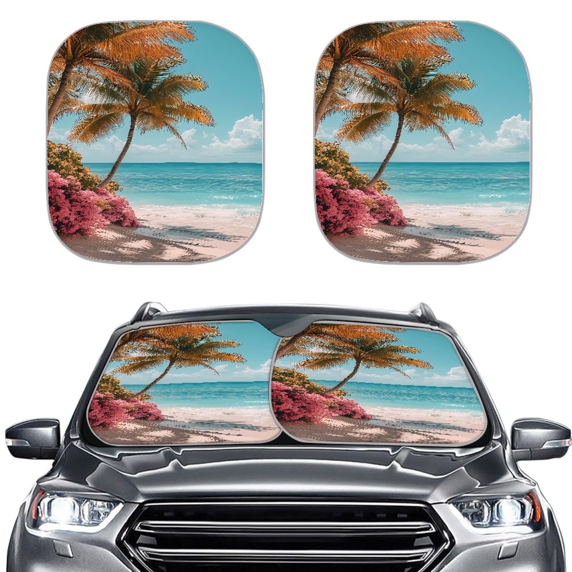 Jeiento Hawaii Palm Tree Car Windshield Sun Shade Folding Suv Sun Shade ...
