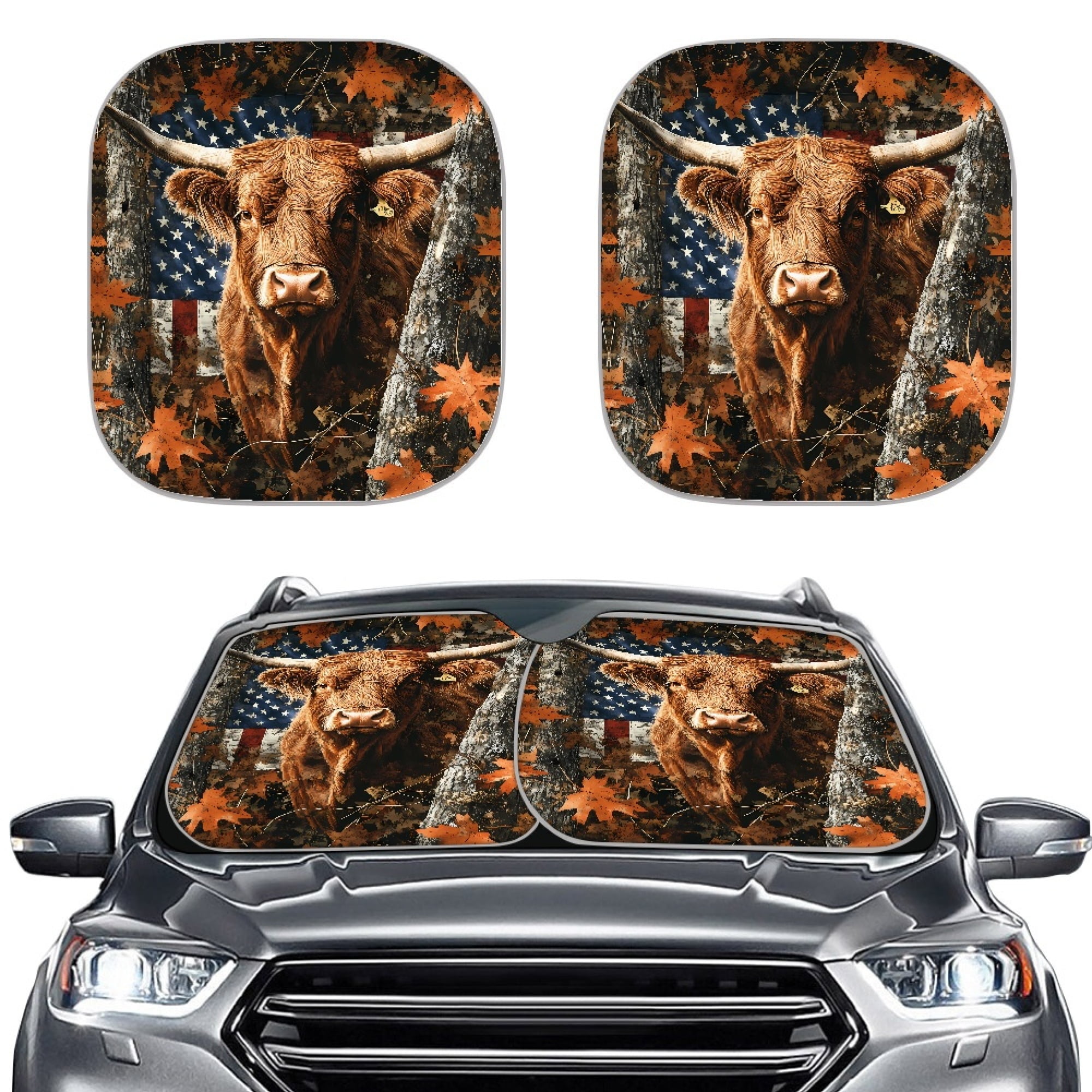 Jeiento Highland Cow Car Windshield Sun Shade for Women Foldable Car ...