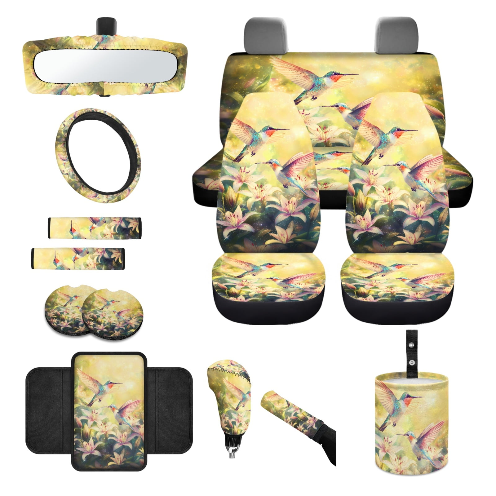 Jeiento Hummingbird Car Seat Cover Full Set 14 PCS with Steering Wheel ...
