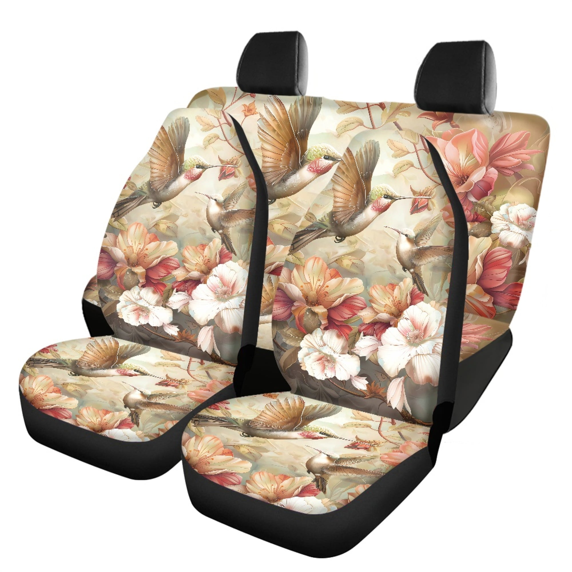 Jeiento Hummingbird Car Seat Covers Set of 4 Floral Front and Rear ...