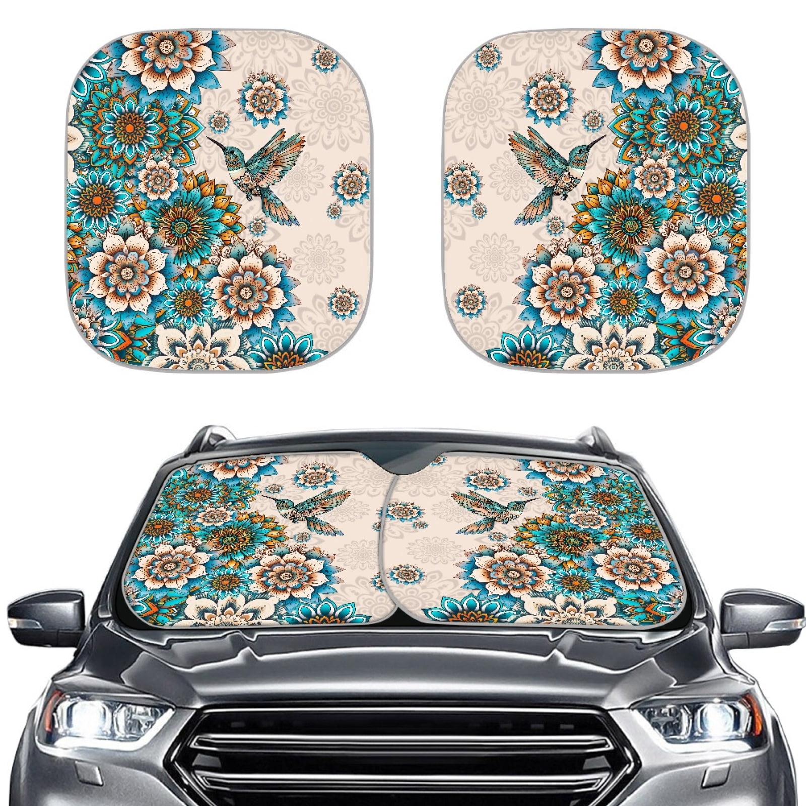 Jeiento Hummingbird Car Windshield Sun Shade Auto Sun Visor Dahlia ...