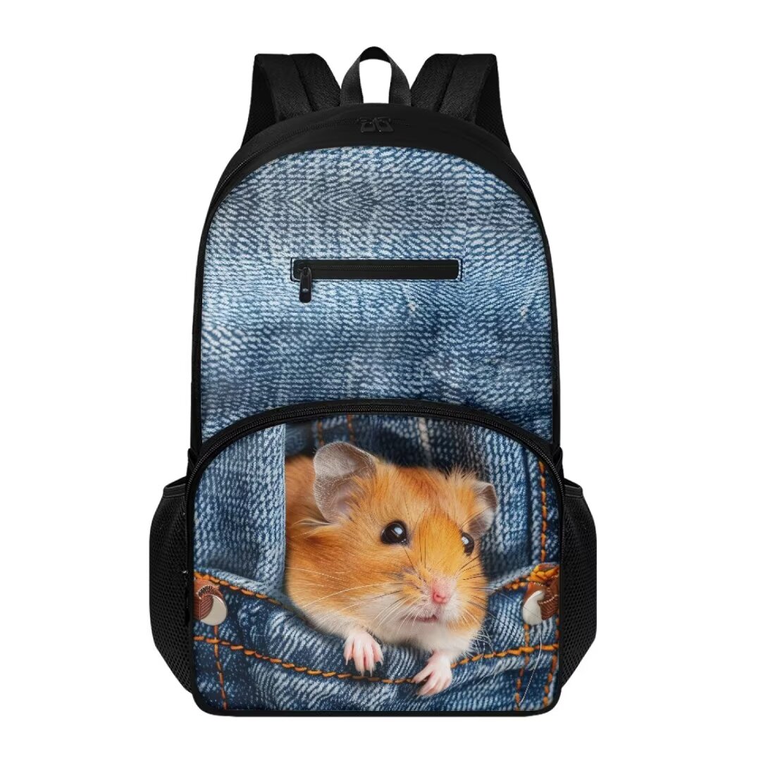 Jeiento Kawaii School Bookbag for Women Cute Hamster in Jeans ...