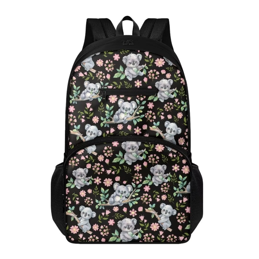 Jeiento Koala School Backpack for Girls 10-12 Student Bags Pink Flowers Schoolbag Back Pack with ...