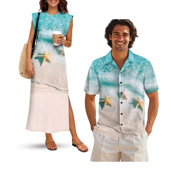 Jeiento Matching Beach Outfits for Couples Men's Short Sleeve Shirt ...