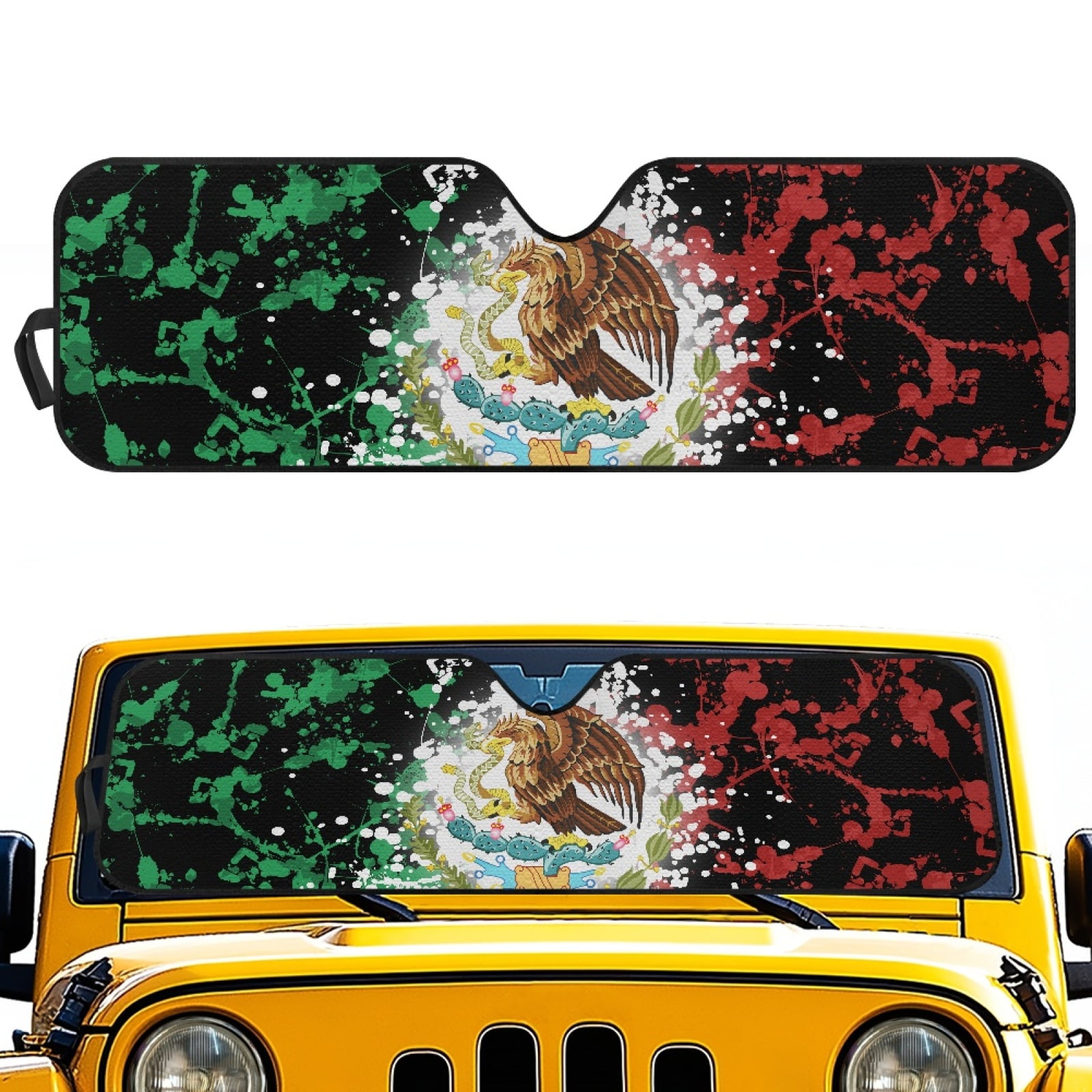 Jeiento Mexican Flag Windshield Sun Shade Windshield Shade Compatible ...