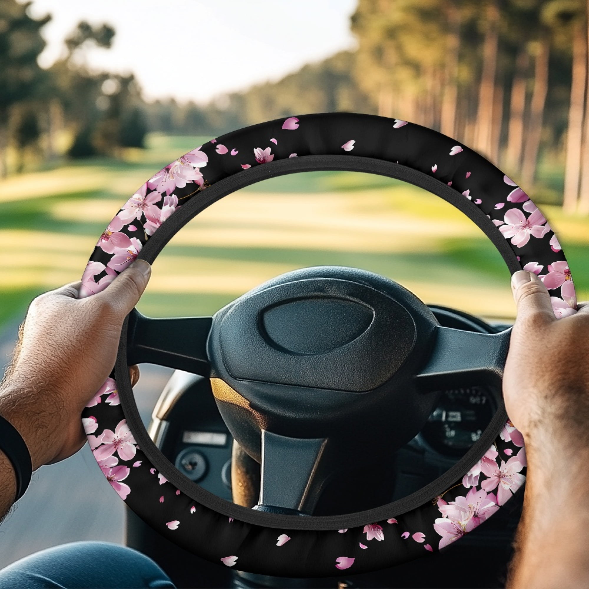 Jeiento Pink Cherry Blossom Golf Cart Steering Wheel Covers for Women ...