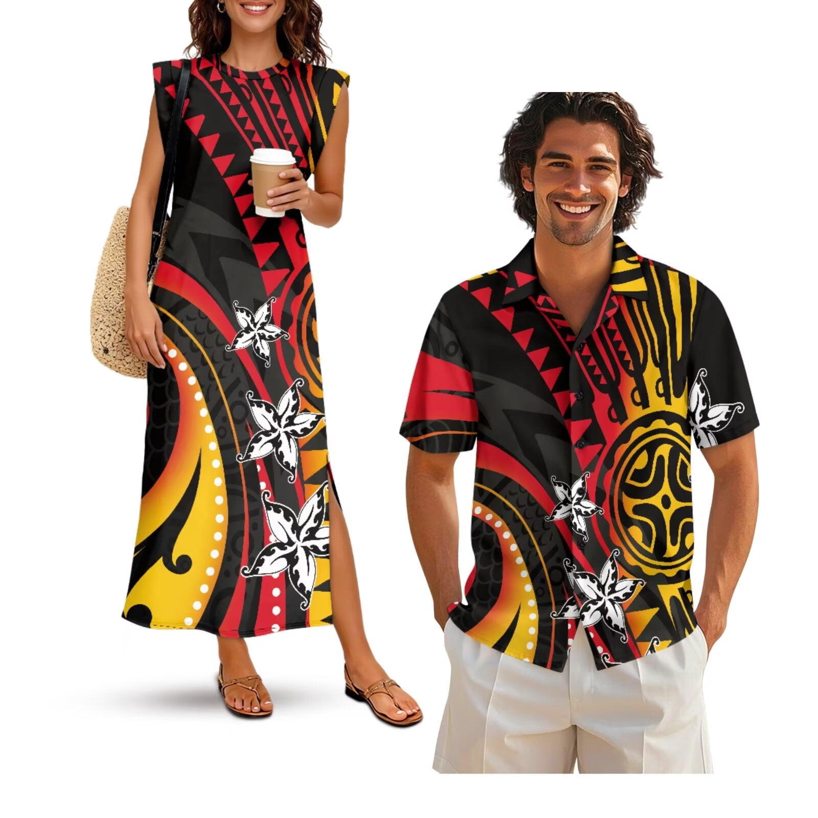 Jeiento Polynesia His and Hers Matching Outfits Mens Summer Shirts ...