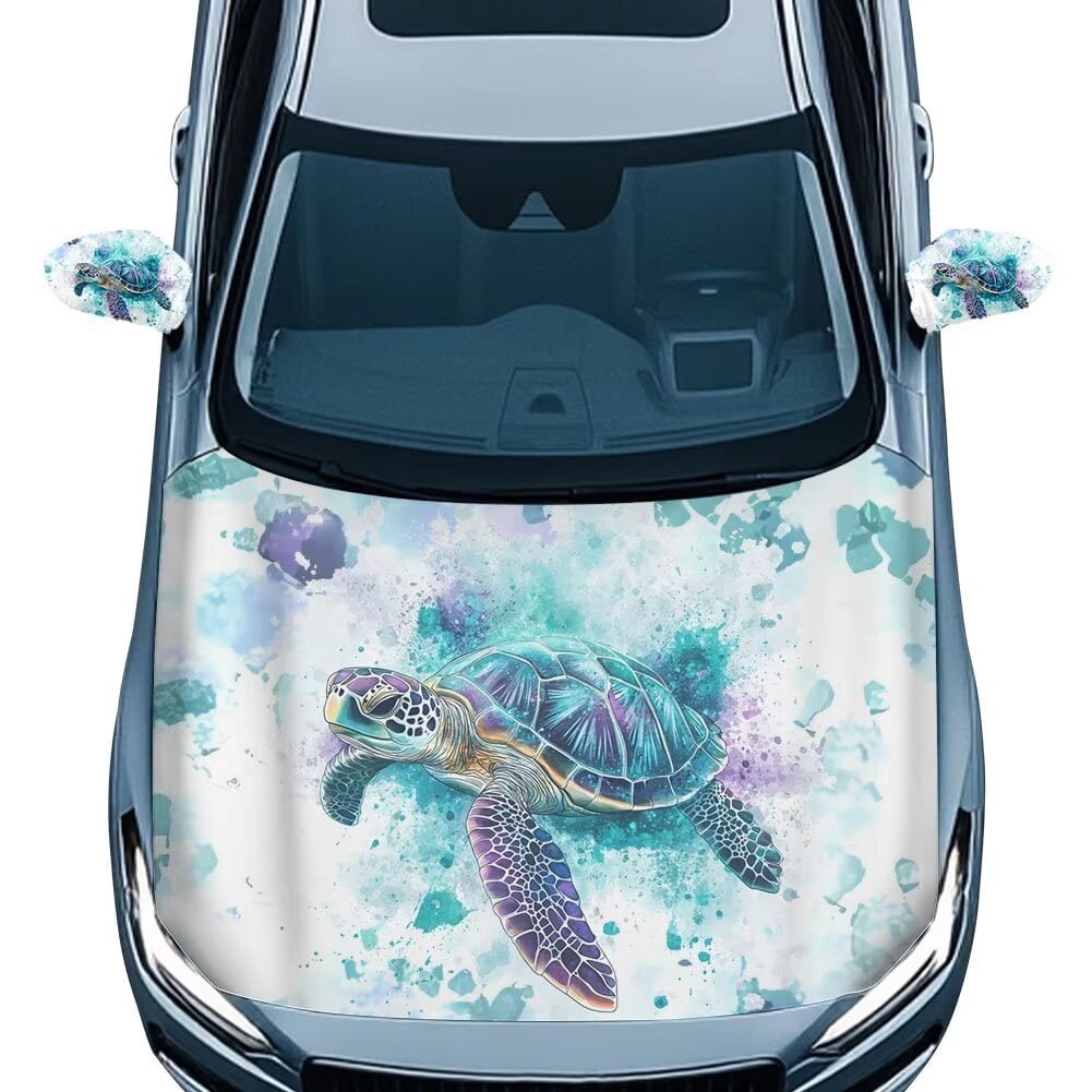 Jeiento Sea Turtle Car Hood Cover Pack with Mirror Covers Set of 3 59"x ...