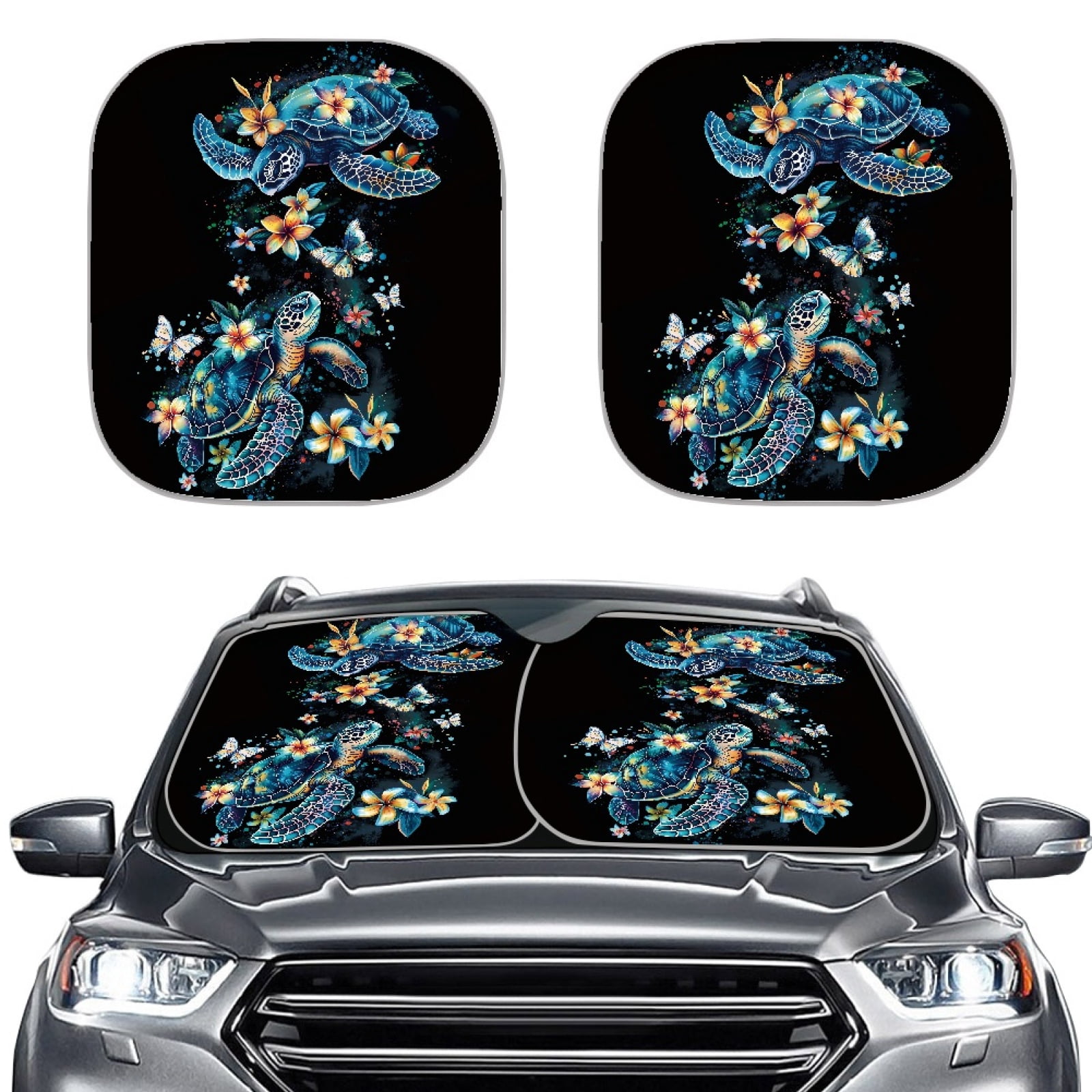 Jeiento Sea Turtle Sun Shade for Car Windshield Foldable Sun Visor ...